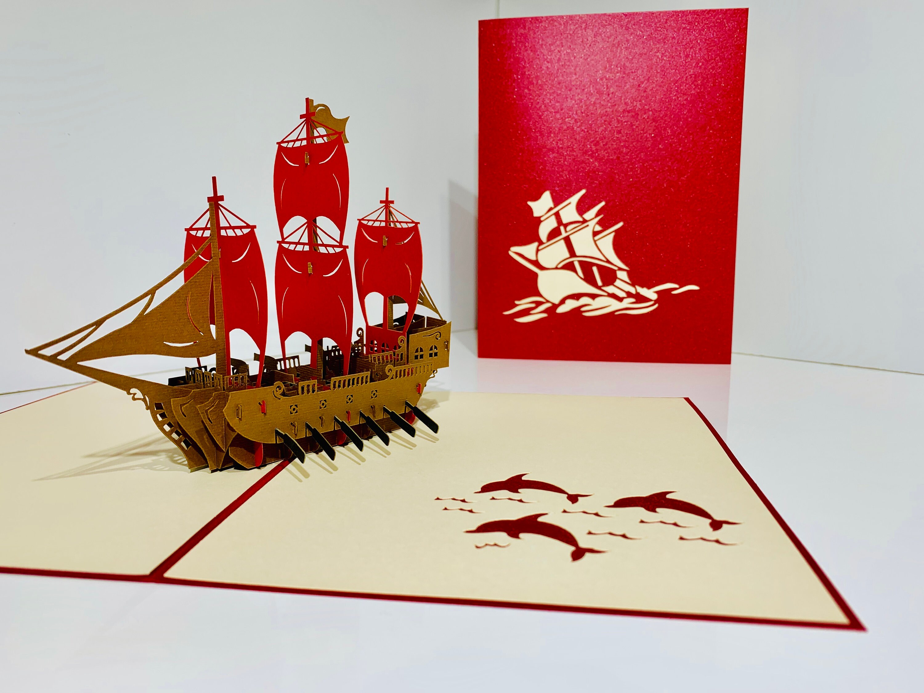 Red Viking Ship Card - Created by Origami Pop Cards Sydney Australia ...