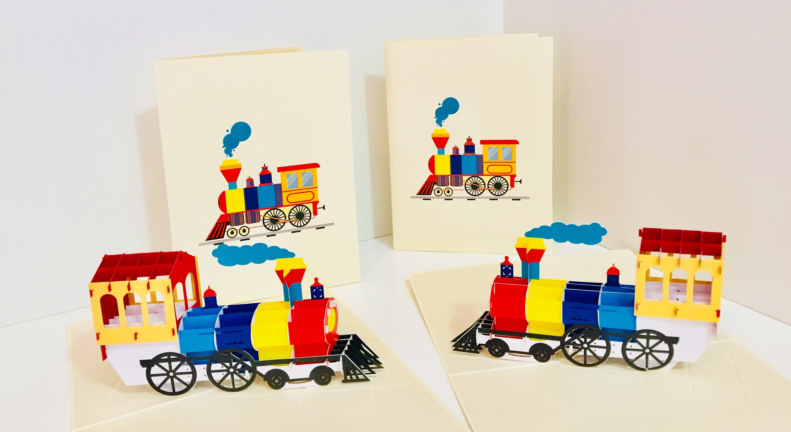 Super Cute Colourful Locomotive Train Created by Origami Pop Cards ...