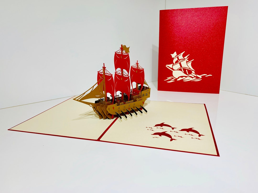 Red Viking Ship Card - Created by Origami Pop Cards Sydney Australia ...