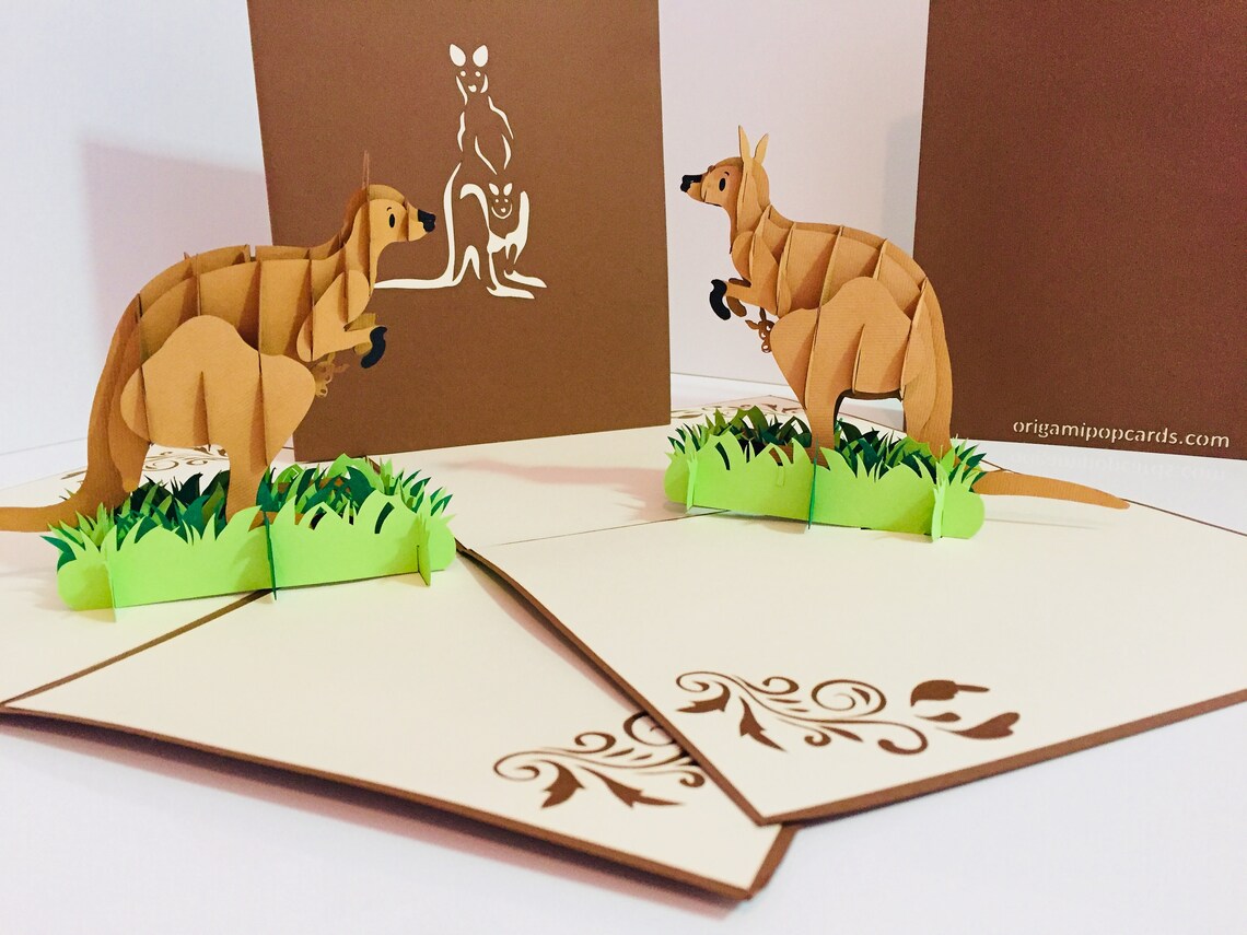 Australian Kangaroo 3D Birthday Greeting Card Origami Handmade Birthday ...
