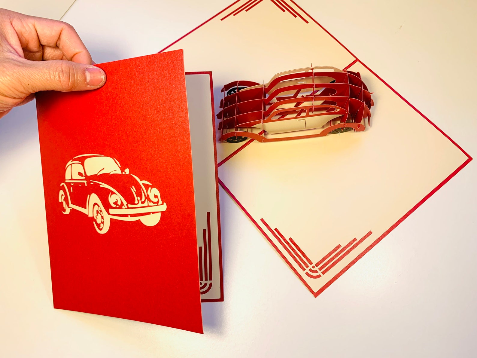 Red Vintage Car VW Perfect for Happy Fathers Day 3D Pop up Greeting ...