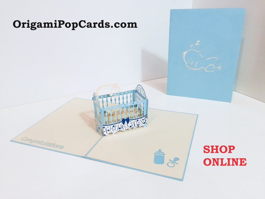 Large Super Cute Baby Cot in Blue - Created by Origami Pop Cards Sydney ...