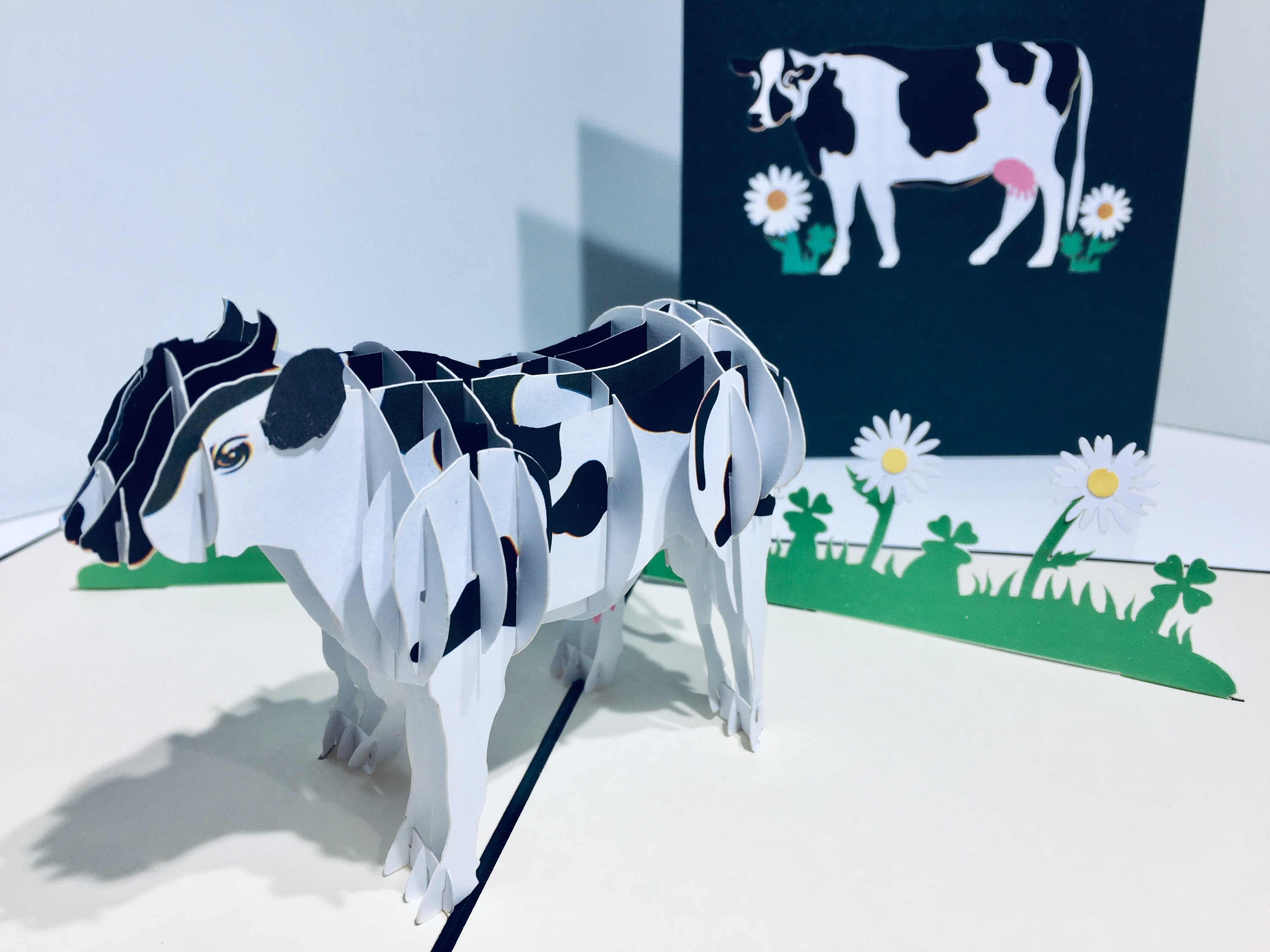 Australian Cow in Black & White Card - Created by Origami Pop Cards ...