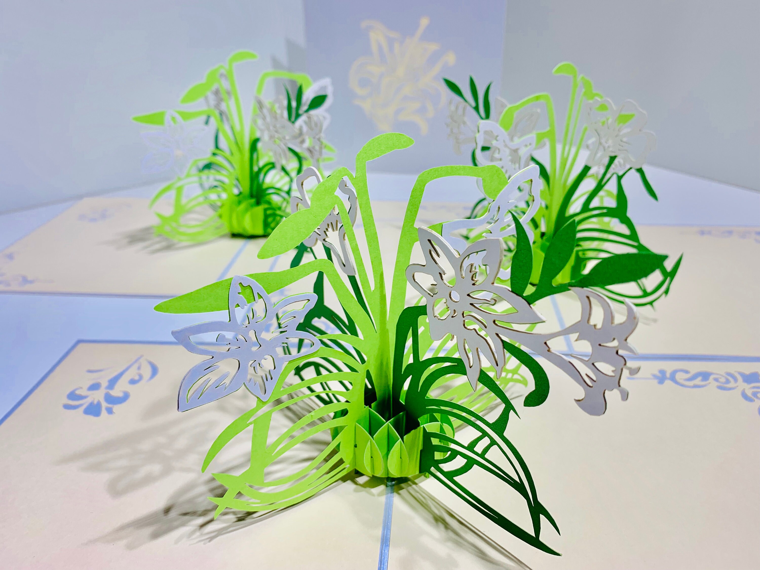 White Lily Bush Pop up Card Created by Origami Pop Cards - Etsy