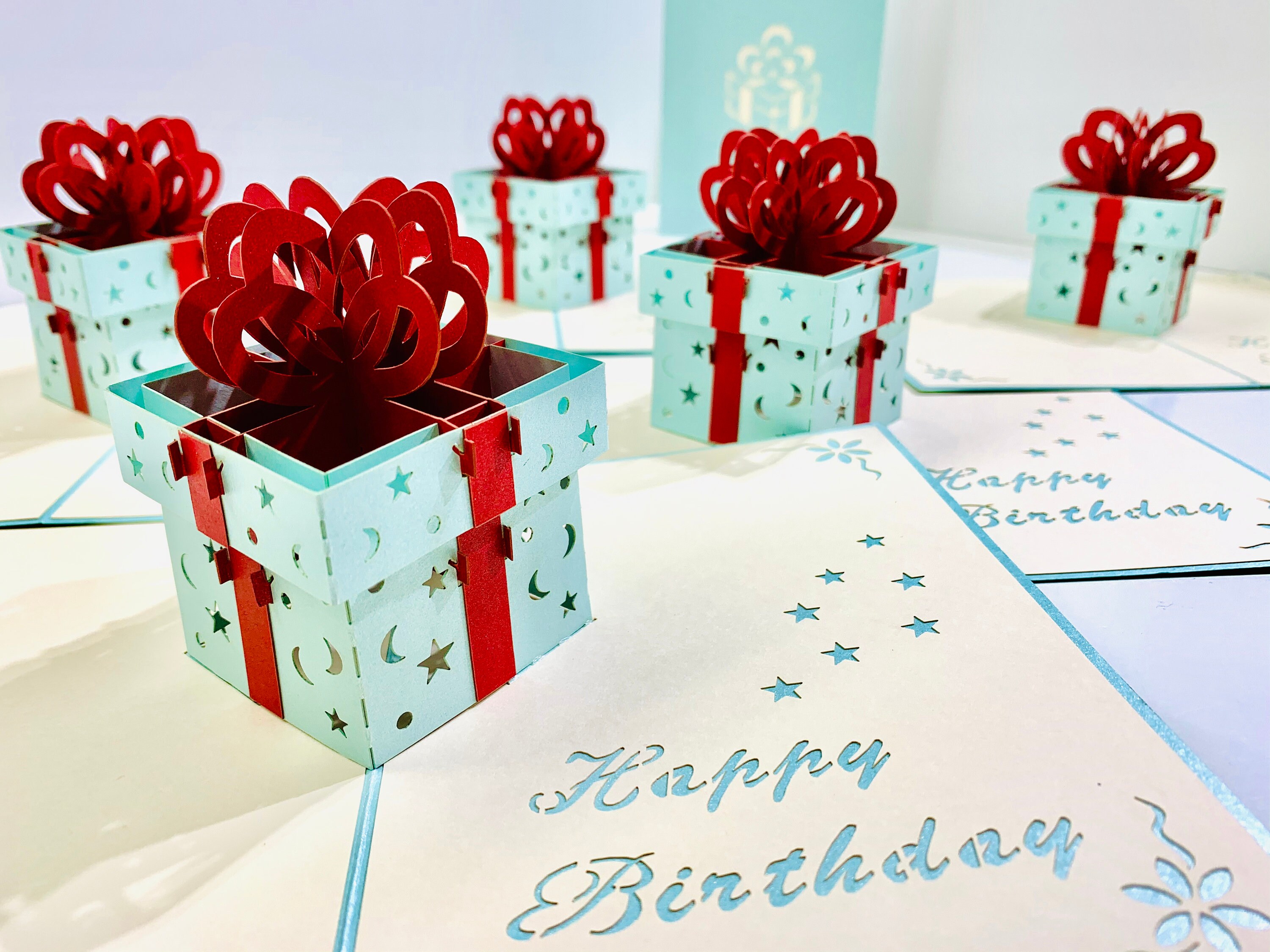 Origamipopcards.com - Giant Turquoise Birthday Present Card 3D Pop up ...