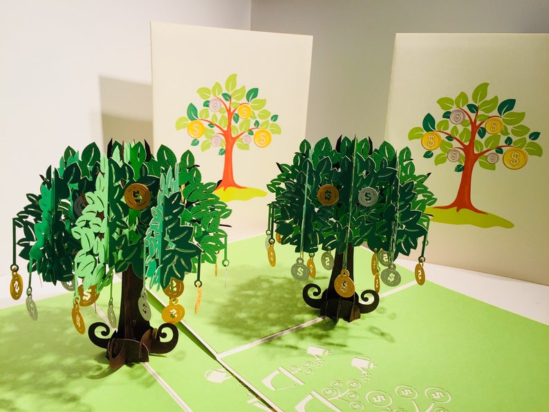 Green Money Tree Good Luck Card - Created by Origami Pop Cards ...