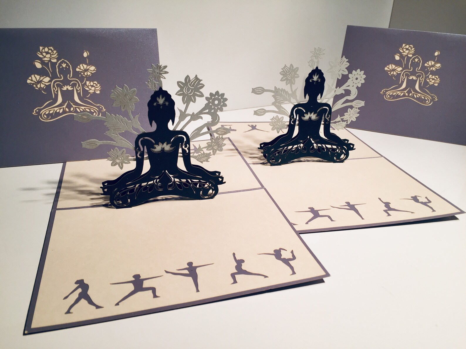 Metallic Silver Grey Buddha Yoga Pop up Card - Created by Origami Pop ...