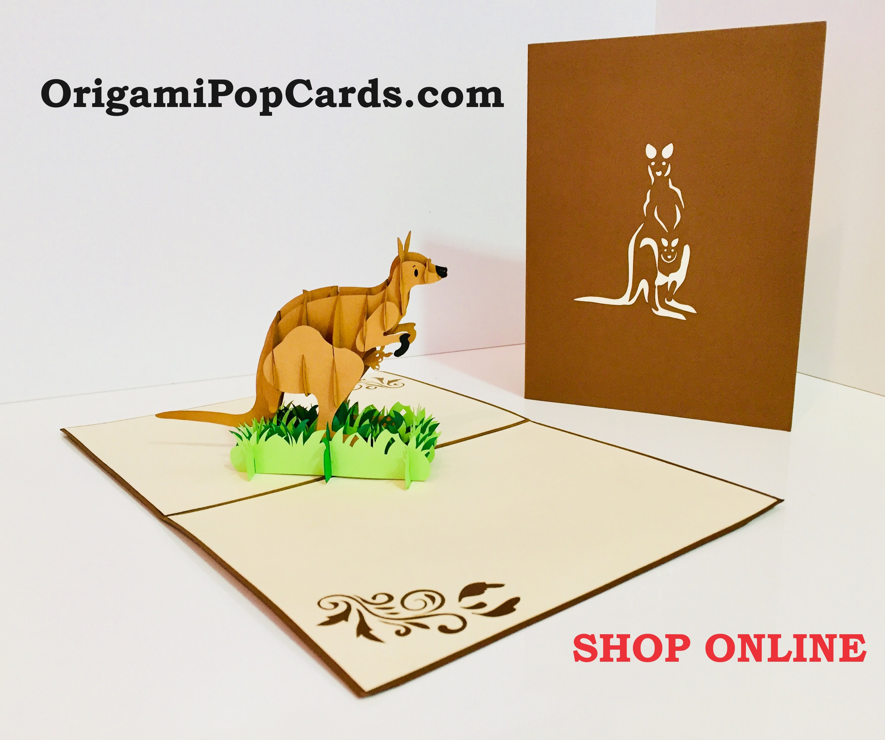 Australian Kangaroo 3D Birthday Greeting Card Origami Handmade Birthday ...