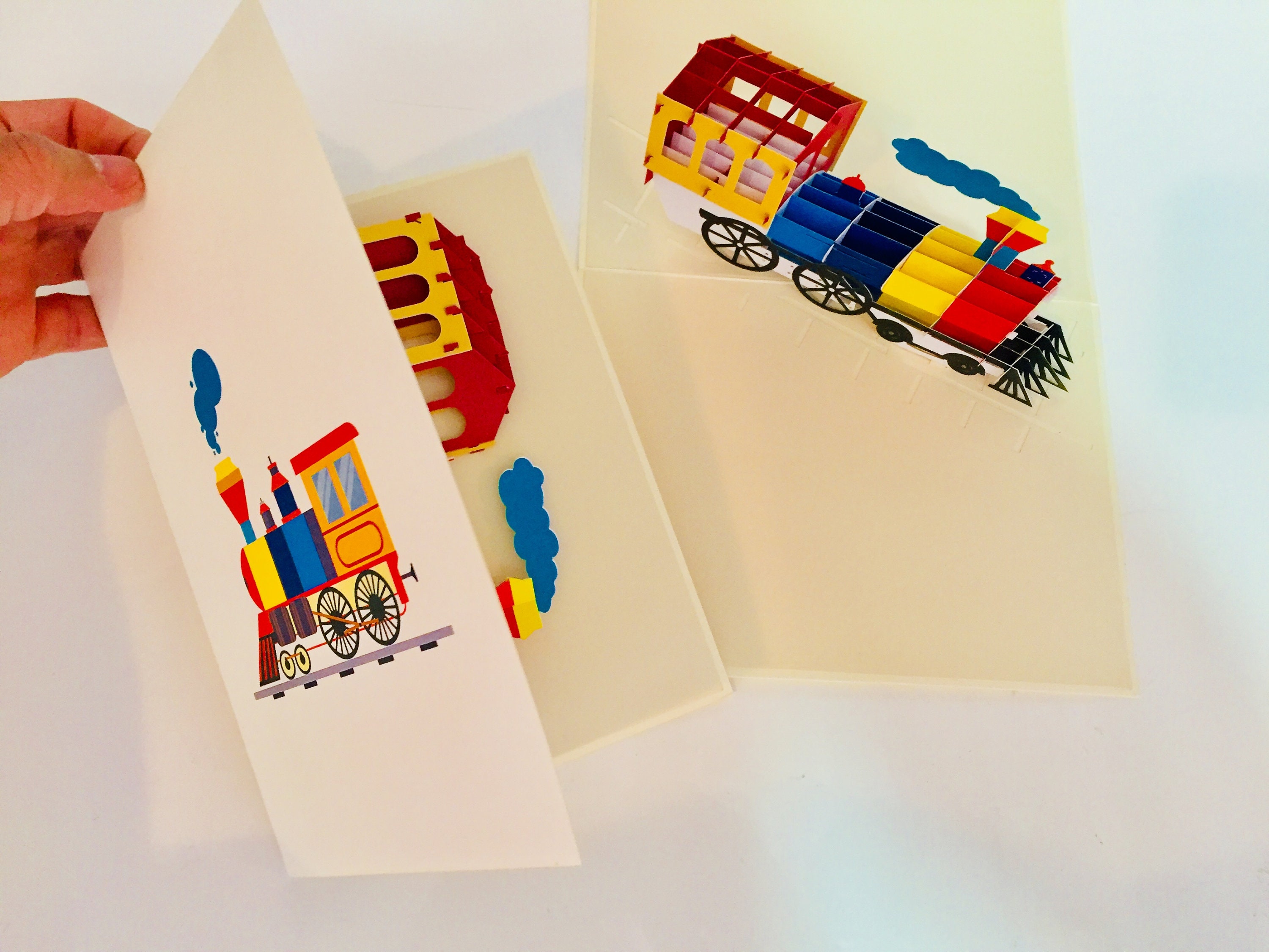 Super Cute Colourful Locomotive Train Created by Origami Pop Cards ...