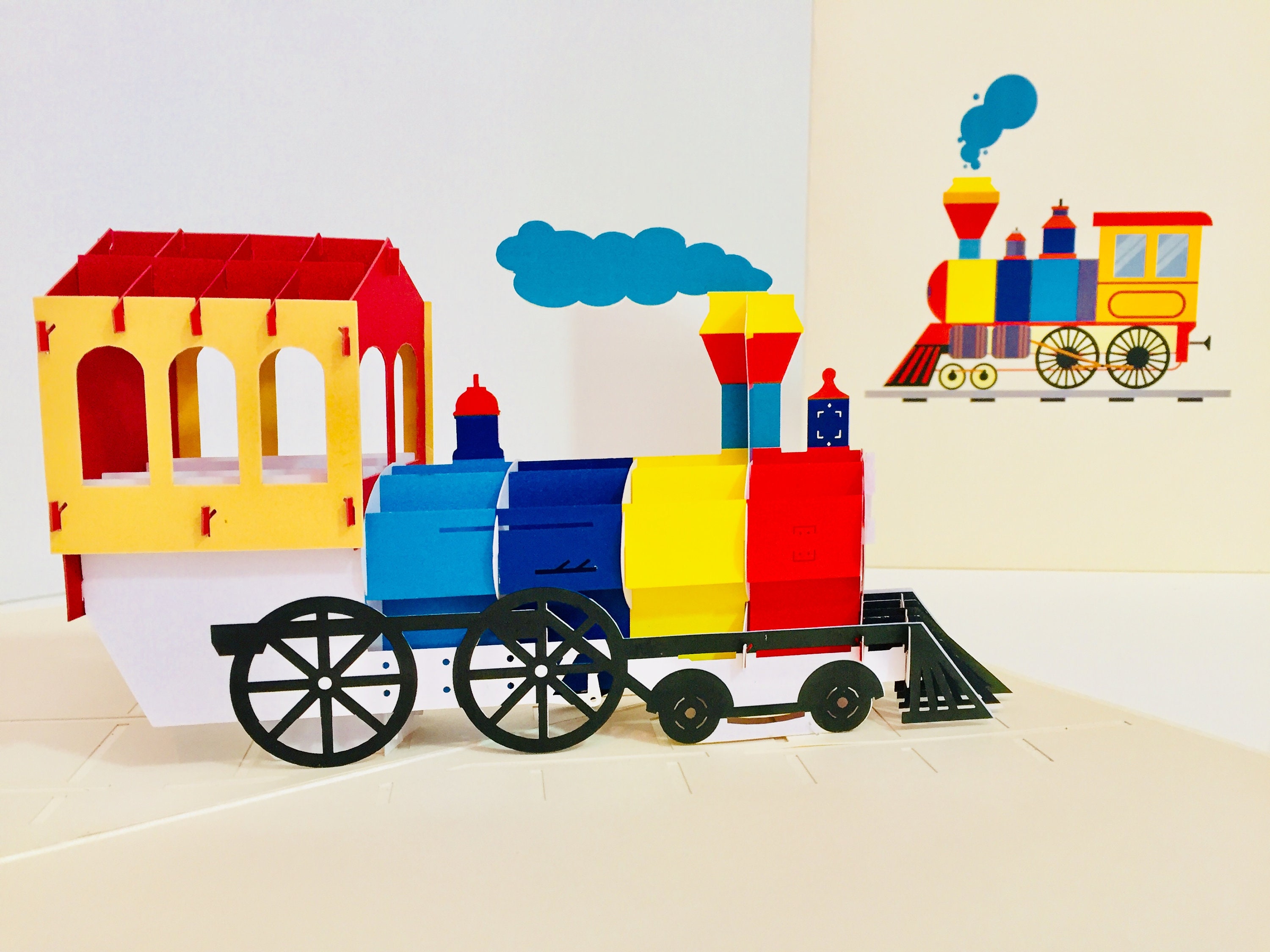 Super Cute Colourful Locomotive Train Created by Origami Pop Cards ...