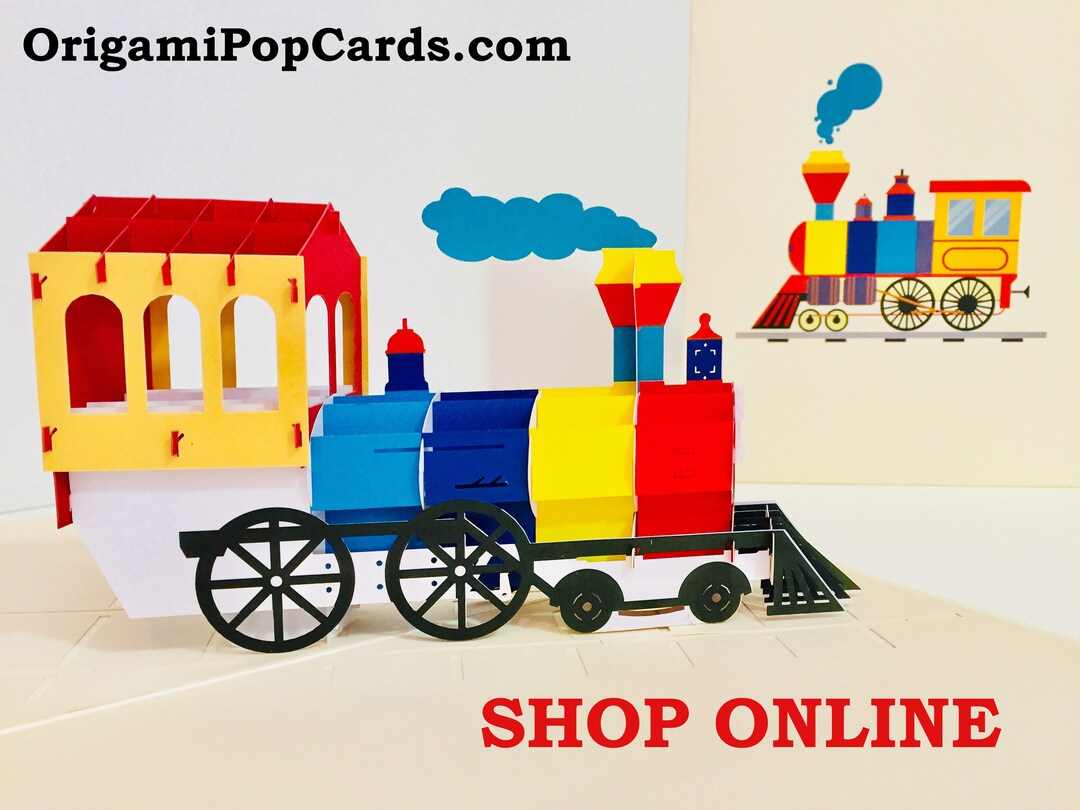 Super Cute Colourful Locomotive Train - Created by Origami Pop Cards ...