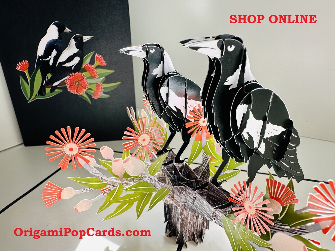 DOUBLE Australian Magpie Aussie Iconic Bird Happy Birthday Handmade ...