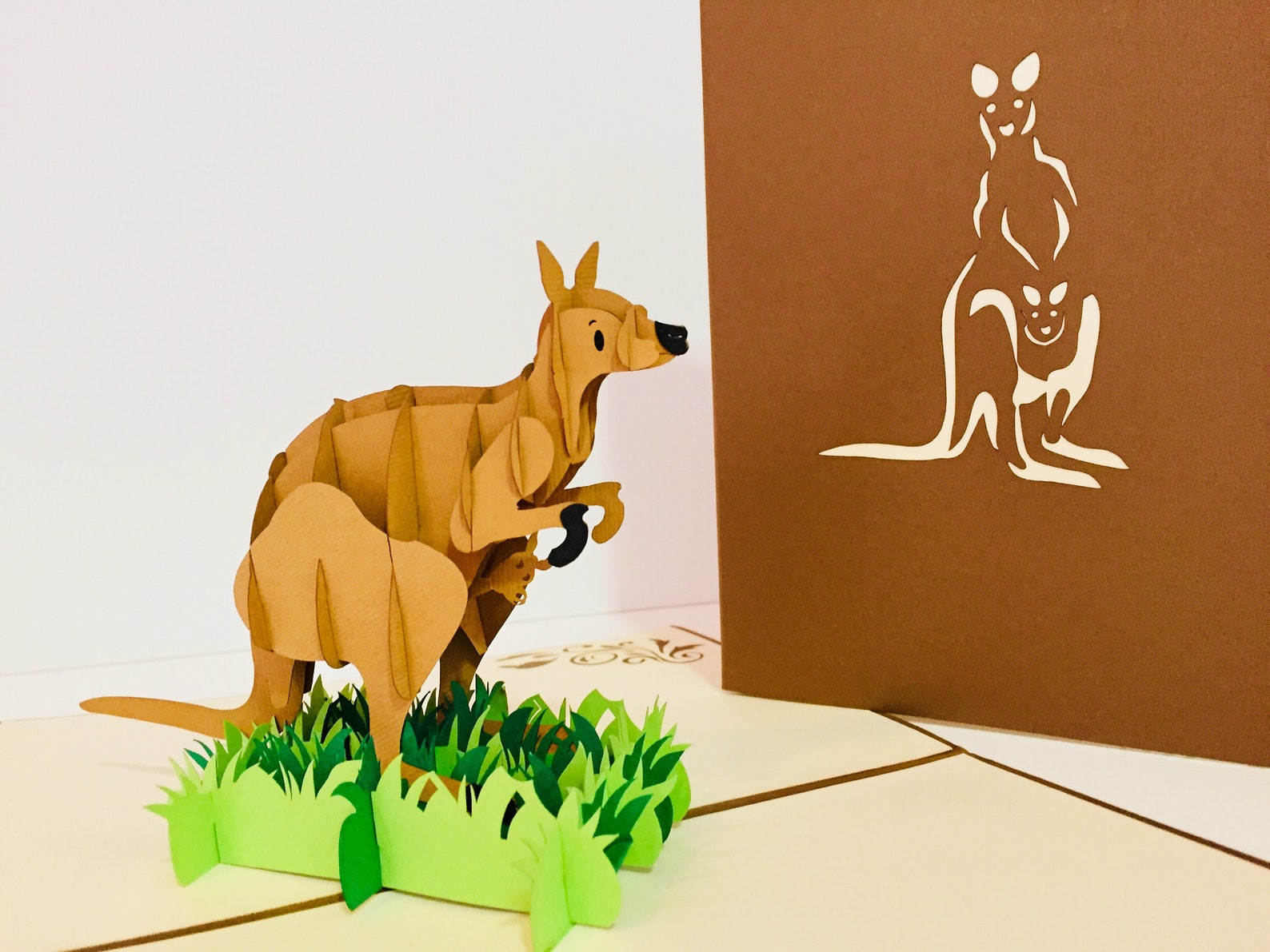 Australian Kangaroo 3D Birthday Greeting Card Origami Handmade Birthday ...