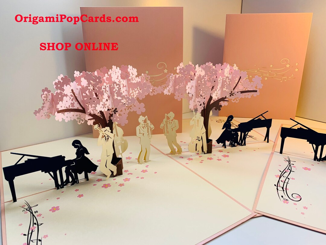 Pink Symphony Orchestra Music Band Card - Created by Origami Pop Cards ...