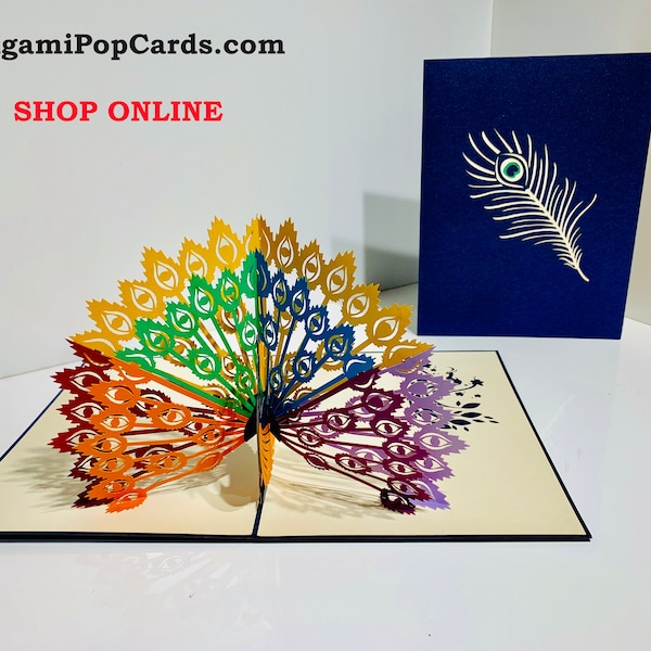 Peacock Pop up Card - Etsy