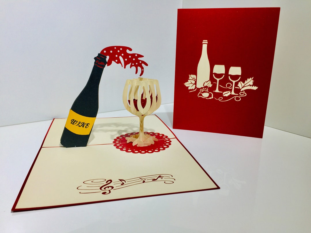 Wine Bottle and Glass Card - Created by Origami Pop Cards Sydney ...