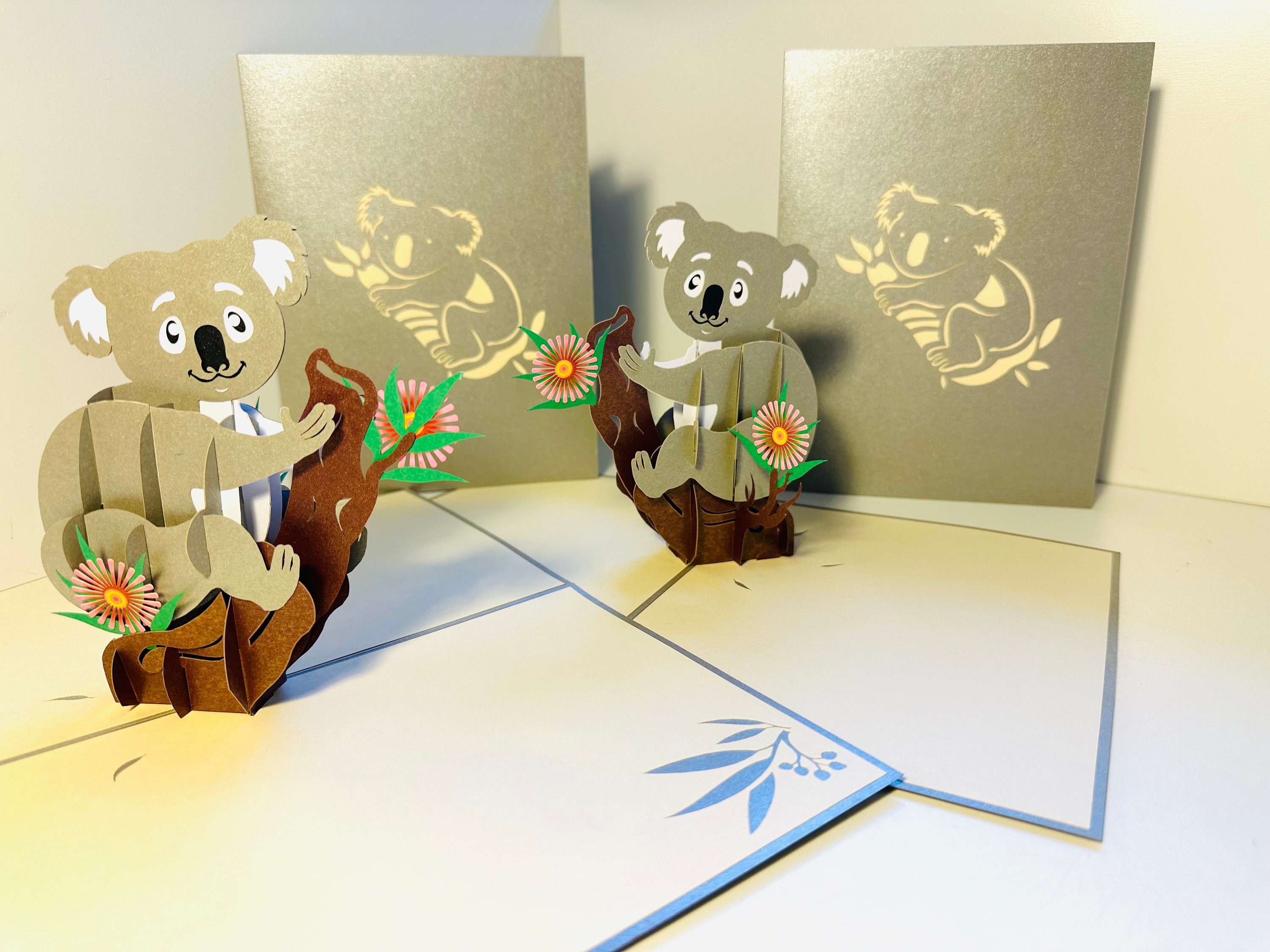 Australian Koala & Gumnut Blossoms 3D Pop up Greeting Card Origami ...