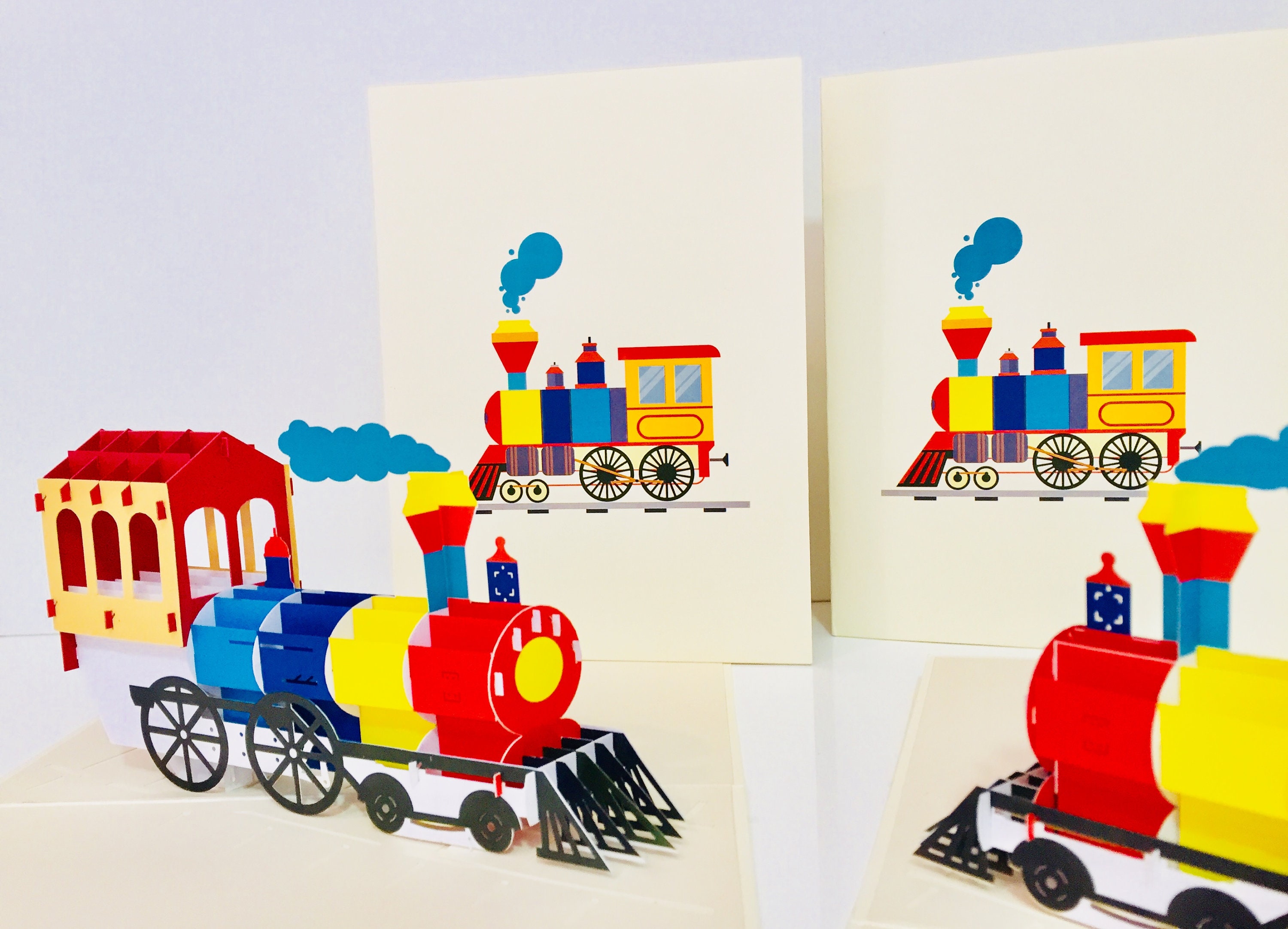 Super Cute Colourful Locomotive Train Created by Origami Pop Cards ...