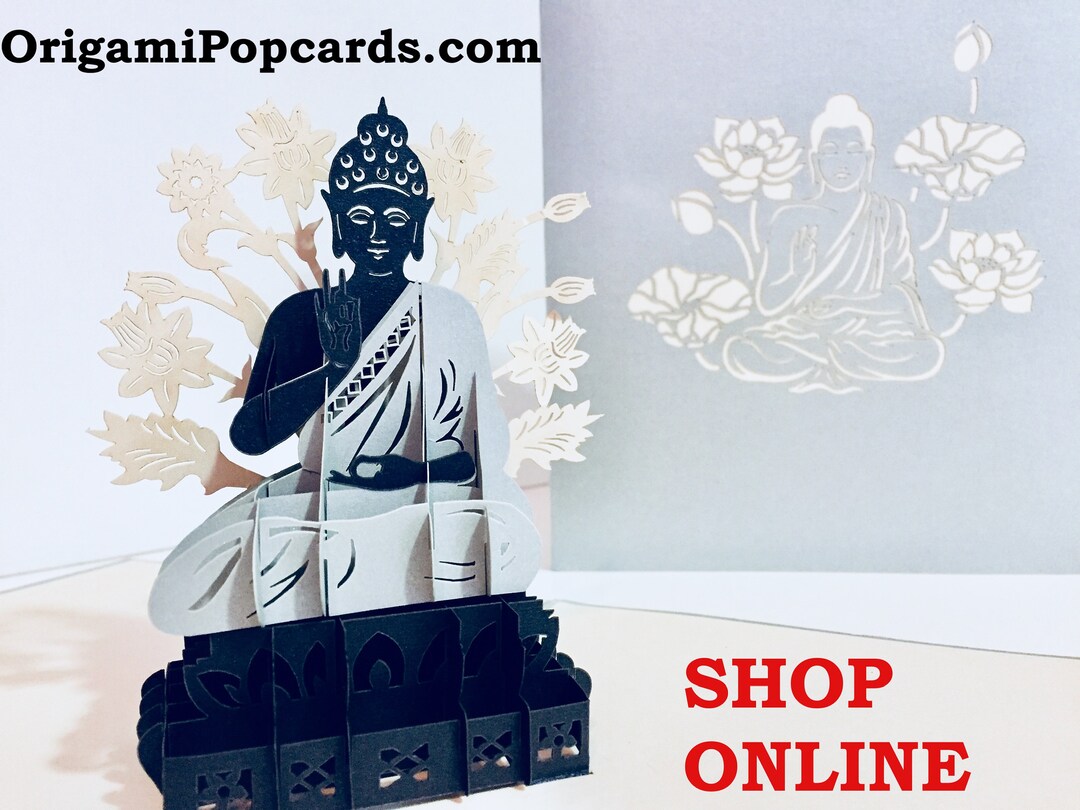 Silver Grey Buddha Yoga Card - Created by Origami Pop Cards Sydney ...