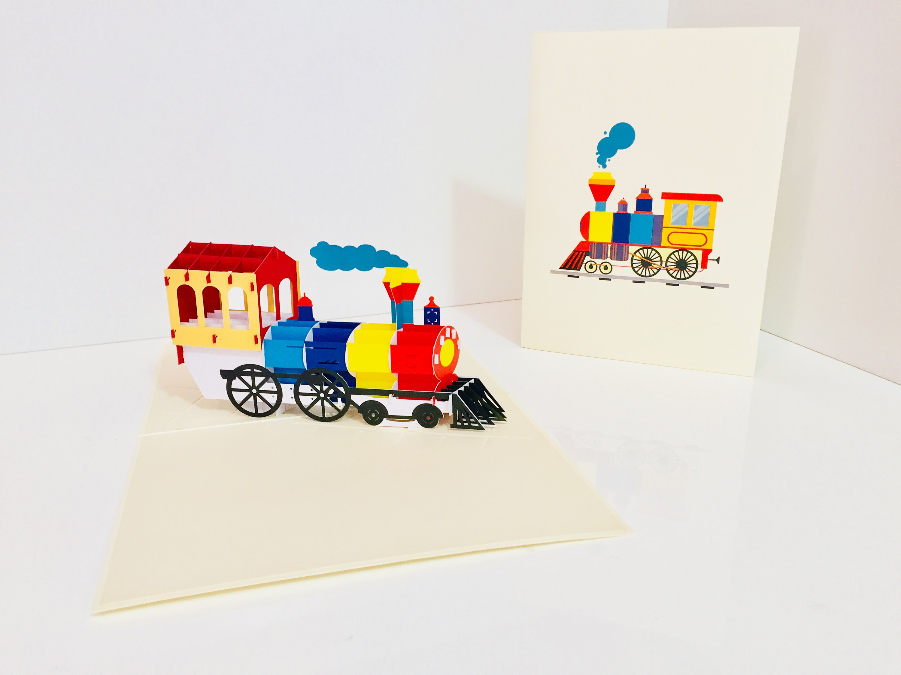 Super Cute Colourful Locomotive Train Created by Origami Pop Cards ...