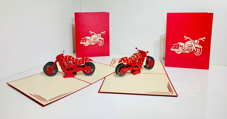 Red Motorbike Card - Created by Origami Pop Cards Sydney Australia - 3D ...