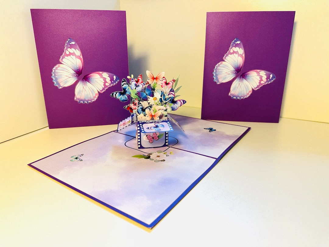 Gorgeous Magic Flying Butterfly Gift Box 3D Pop up Greeting Card Happy ...