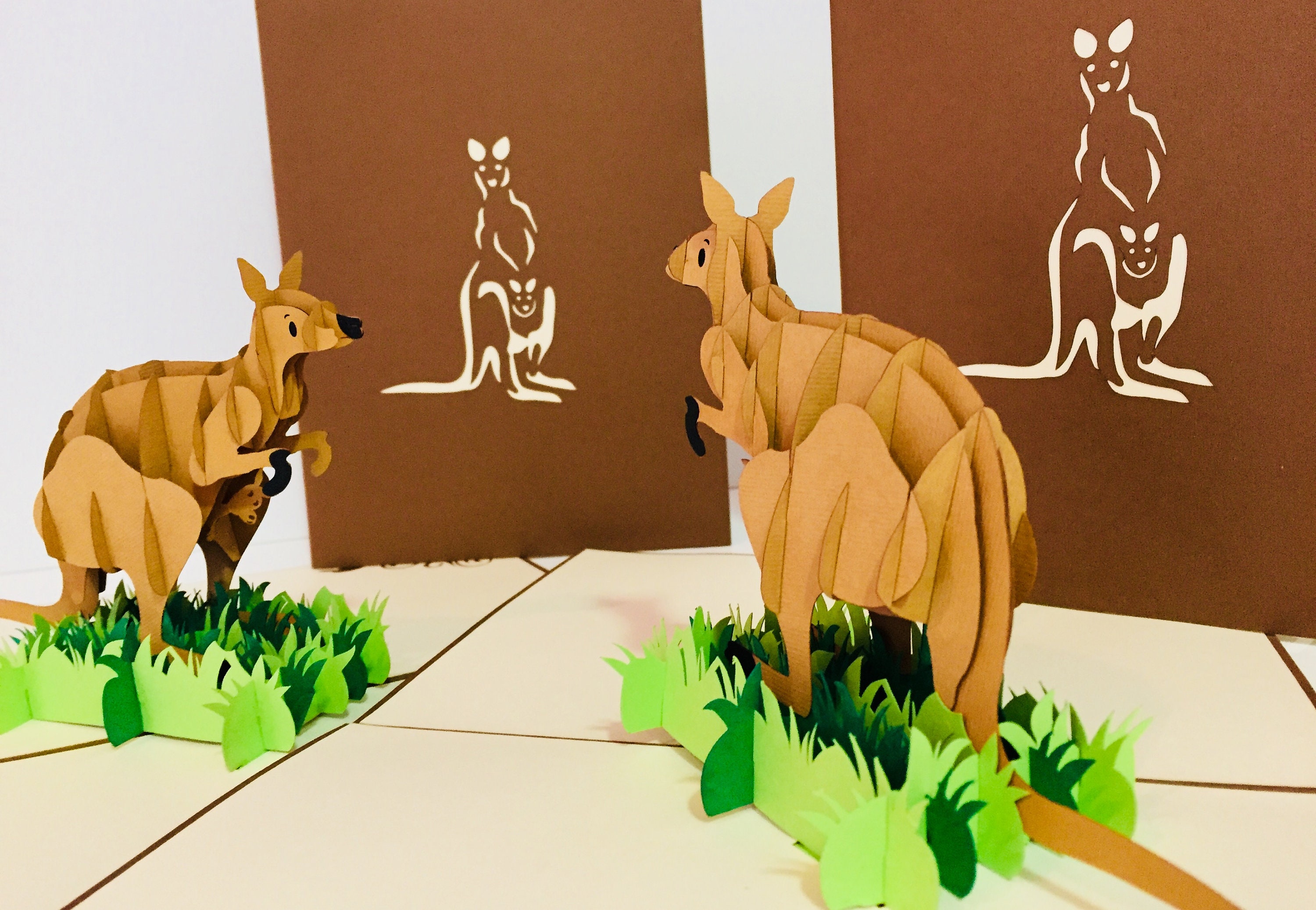 Australian Kangaroo 3D Birthday Greeting Card Origami Handmade Birthday ...