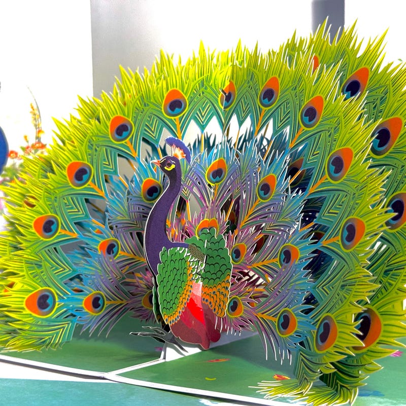 Peacock Pop up Card - Etsy