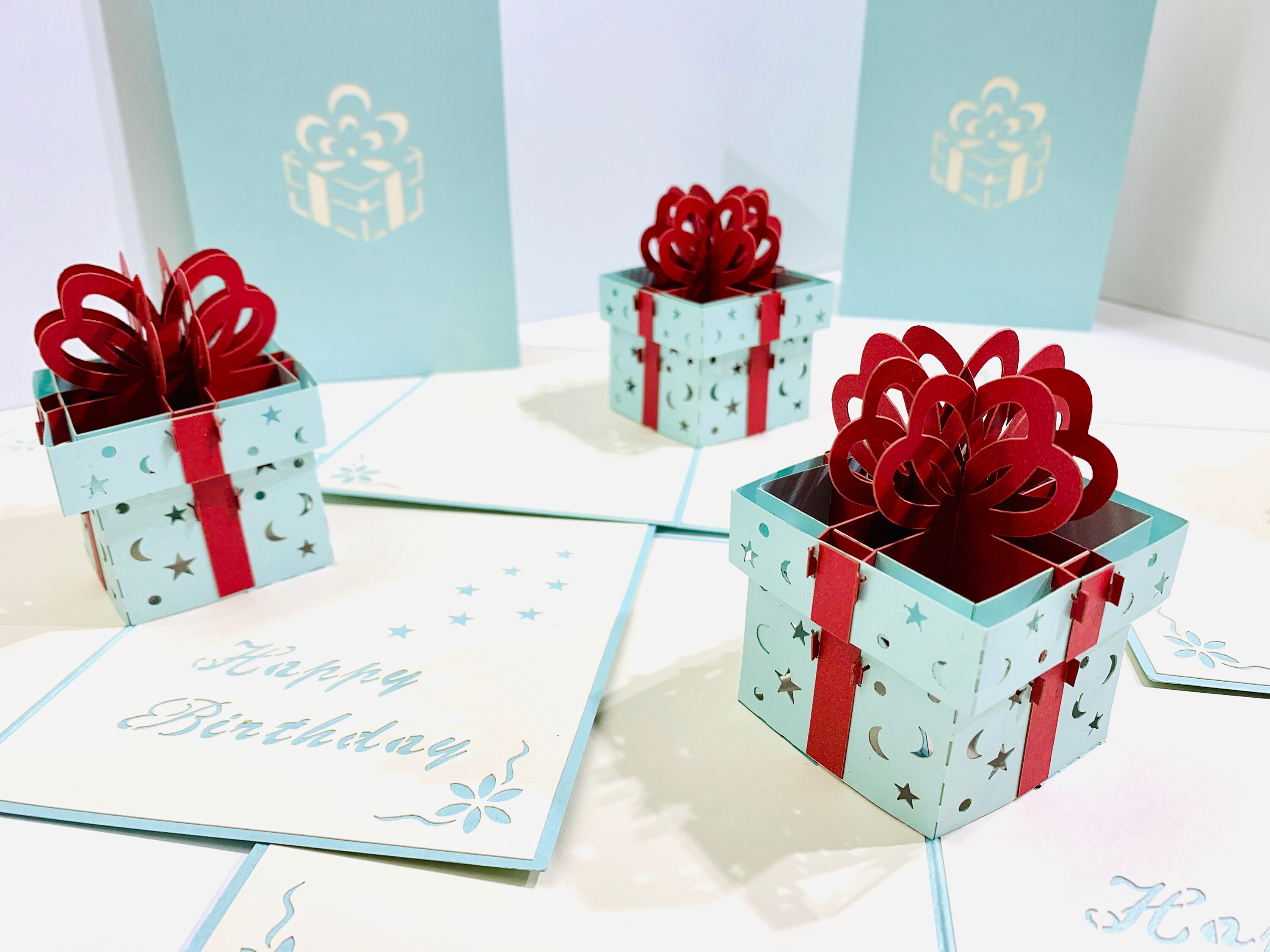 Origamipopcards.com - Giant Turquoise Birthday Present Card 3D Pop up ...