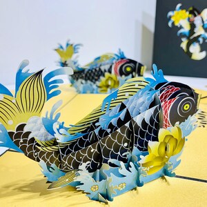 Black Koi Japanese Fish Card - Created by Origami Pop Cards - 3D ...