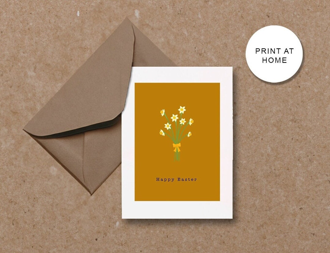 Printable Easter Card Envelope, Happy Easter, White Daffodils/daffodil ...