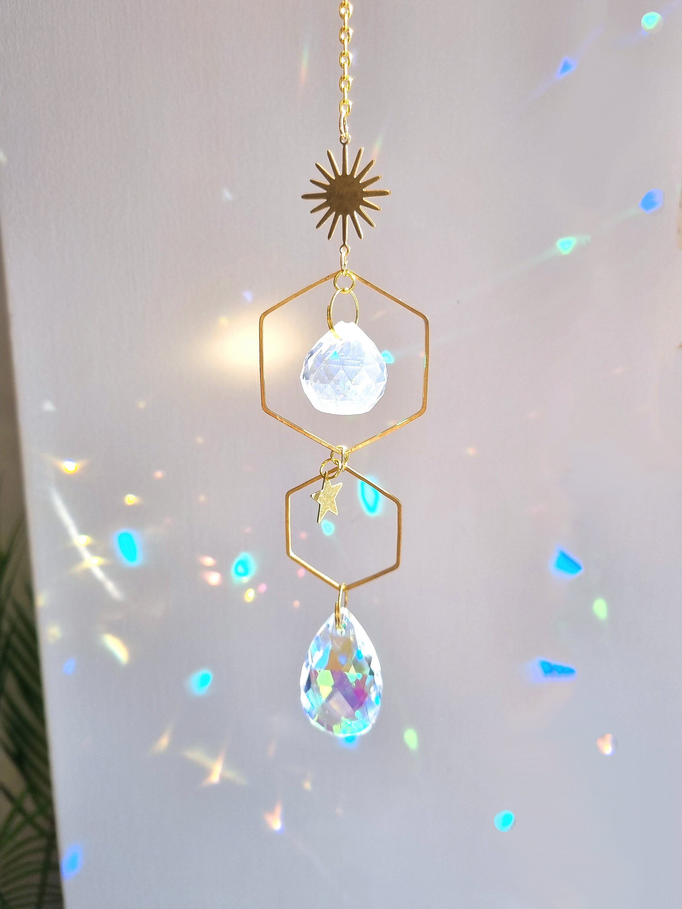 Crystal Suncatcher Light Reflection Catcher Moon Evil Eye Rainbow Maker ...