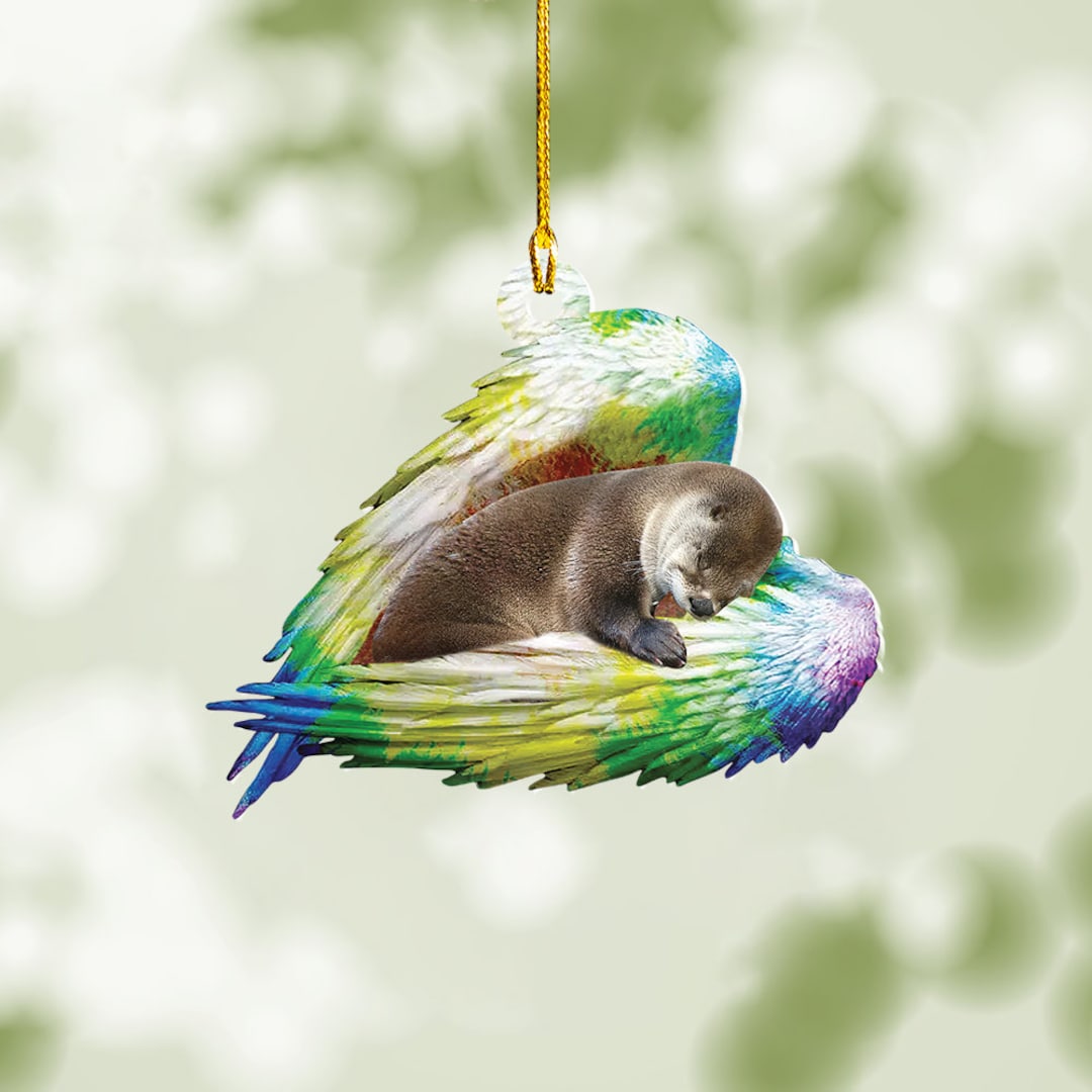 Personalized Otter in Rainbow Angel Wing Christmas Hanging - Etsy