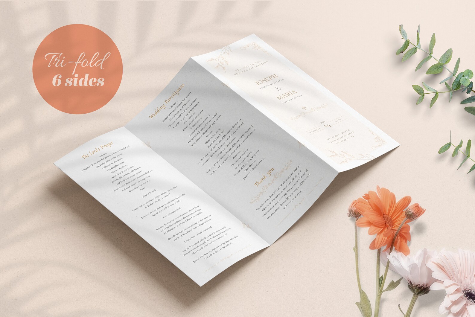 Catholic Wedding Mass Program Booklet Tri Fold Brochure, Catholic ...