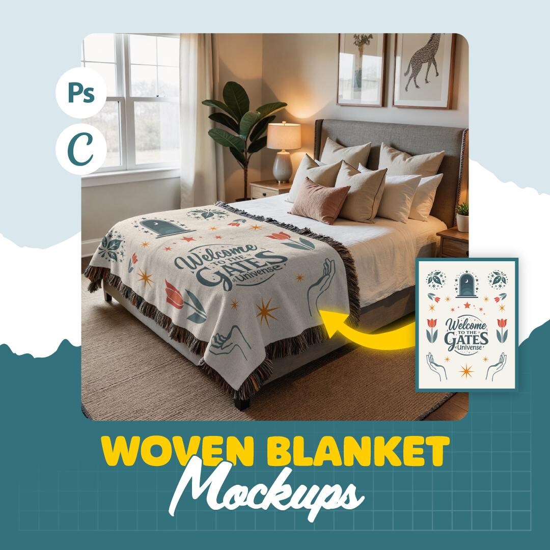 Mockup de cobertor tecido na cama Mockup PSD PNG, Photoshop PSD Smart ...