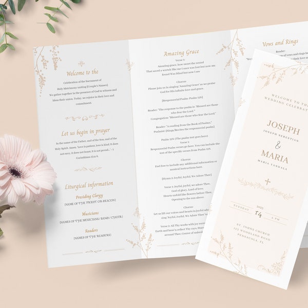 Canva Wedding Program Brochure Template - Etsy