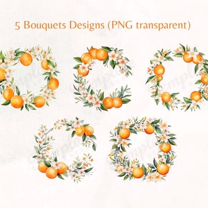 Watercolor Orange Blossom Clipart Set PNG Transparent Floral Art ...