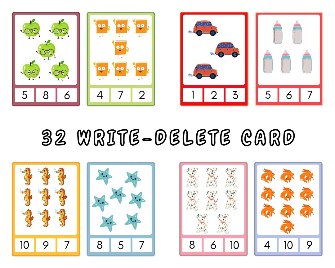 Includes 32 Printable Cards, Numbers for Home Schooling, Montessori ...