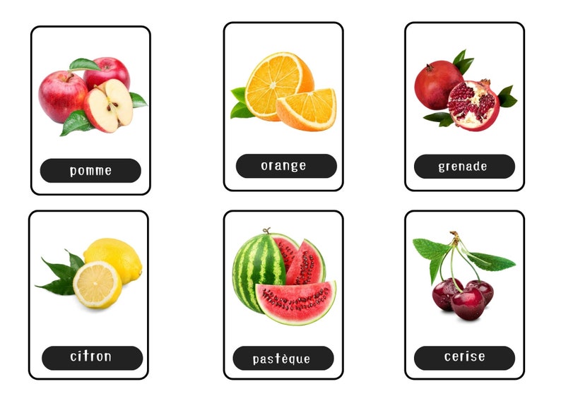 Includes 48 Printable Cards, Fruits Flashcards for Fun Education ...