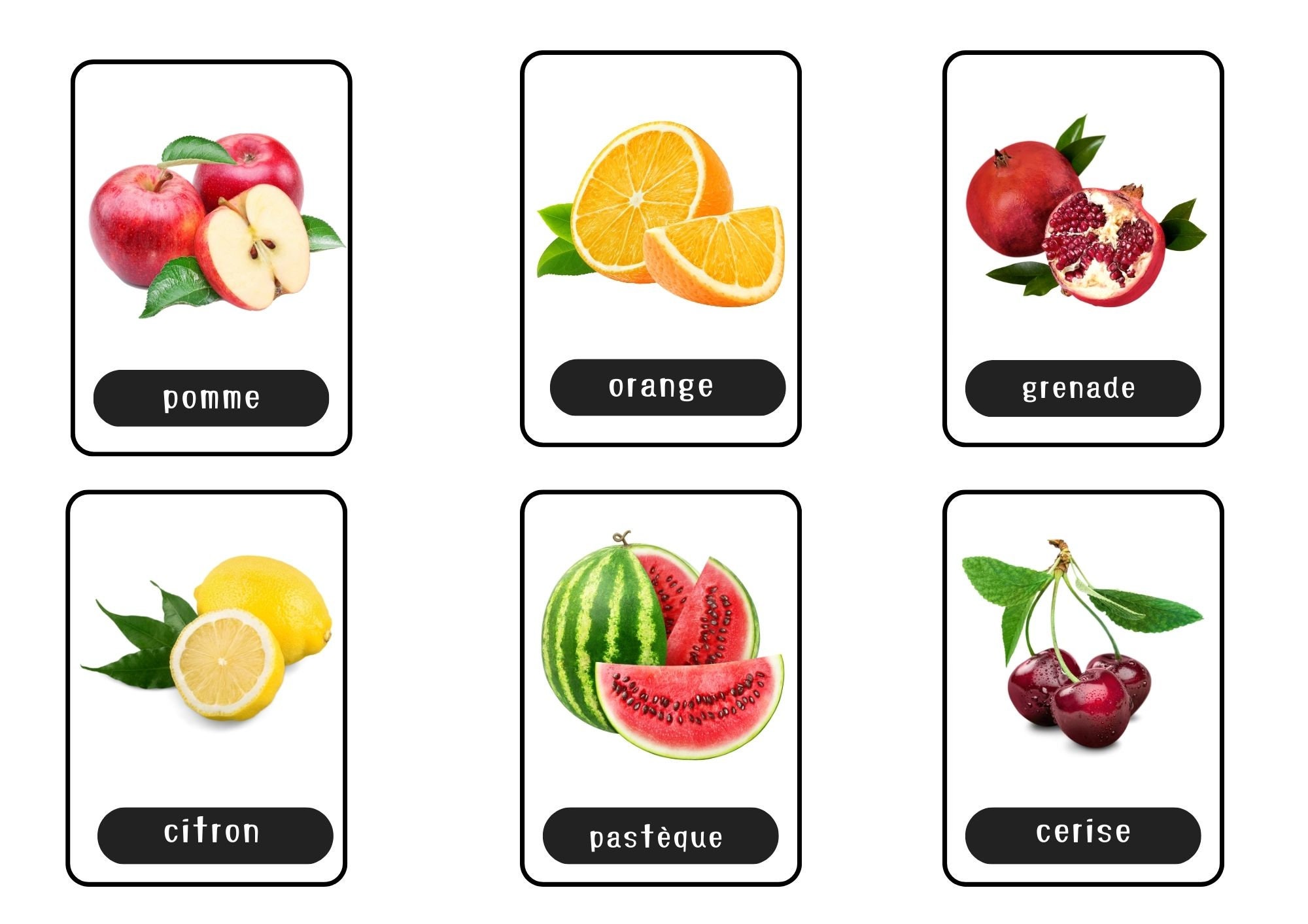 Includes 48 Printable Cards, Fruits Flashcards for Fun Education ...