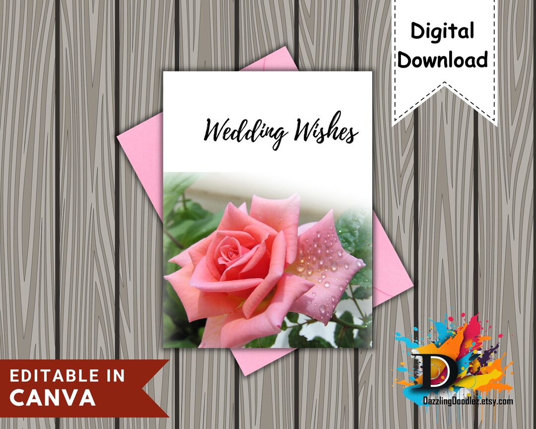 Wedding Wishes Card - Printable & Customizable | Perfect for Any ...