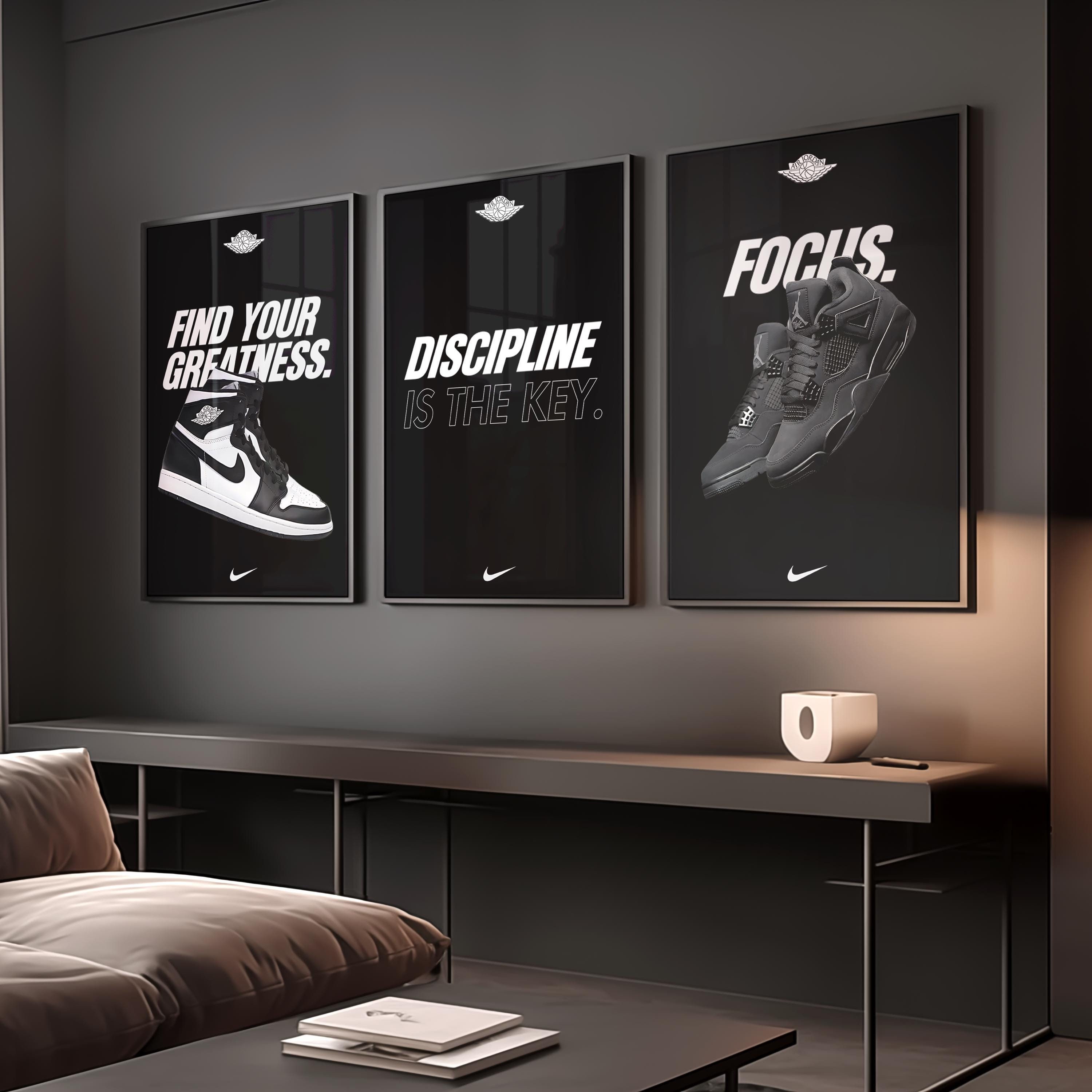 Nike Set of 3 Poster Motivational Quote Design Black, Nike Posters ...