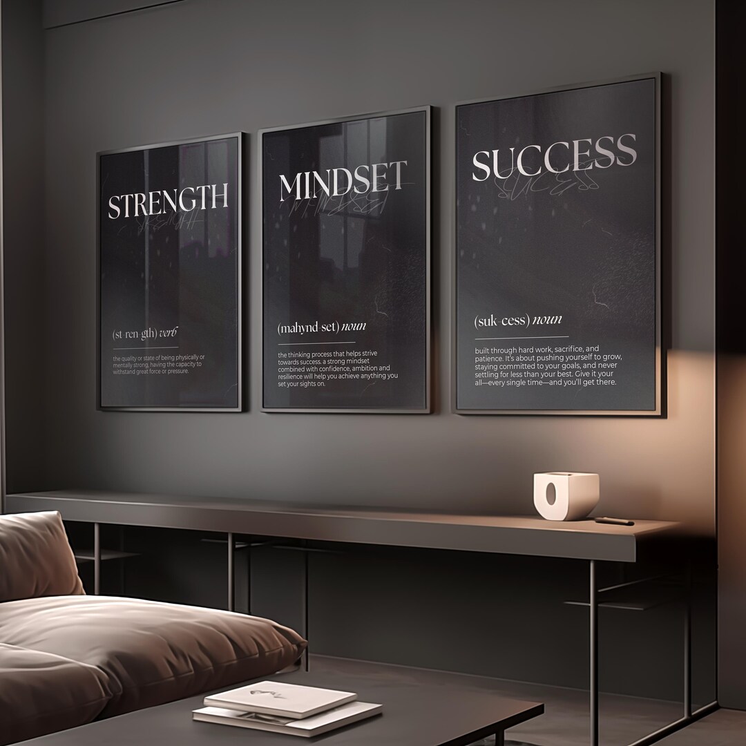 Set of 3 Motivational Wall Definition Art Prints for Men – Masculine ...