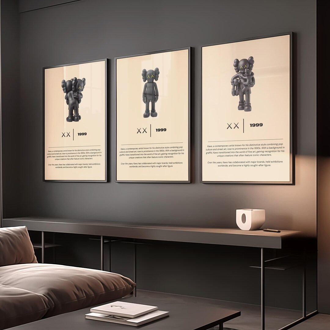 KAWS Poster Set of 3, Kaws Poster Print, Kaws Wall Art, Printables ...