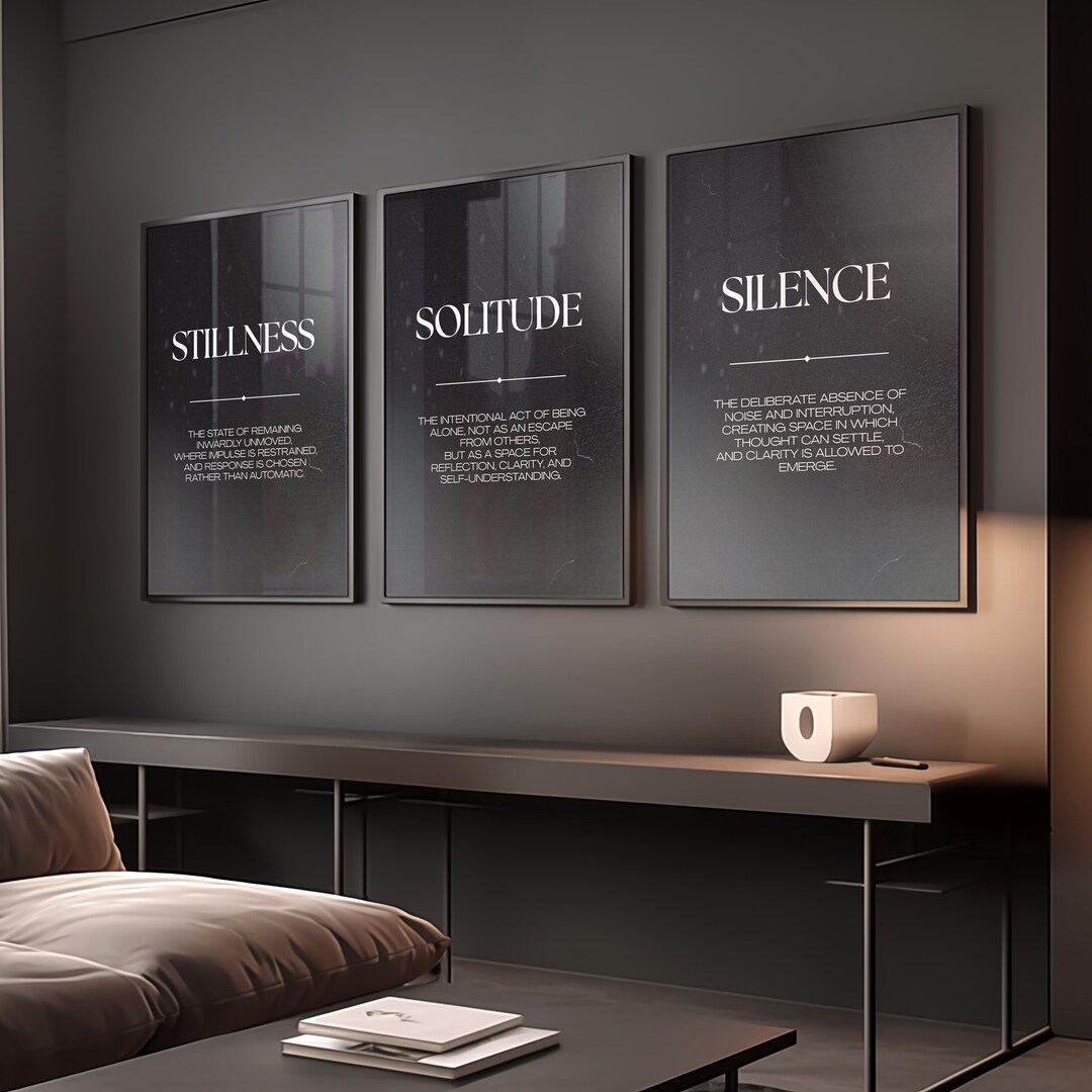 Set of 3 Stoic Definition Wall Art Prints, Stoicism Word Prints, Black ...