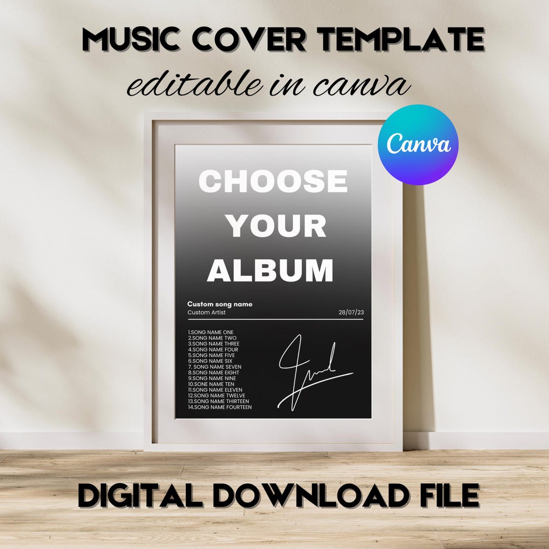Album Cover Poster Template Canva, Album Poster Canva, Customizable ...