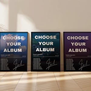 Set of 3 Custom Album Poster , Home Decor Wall Art Custom Music Gift ...
