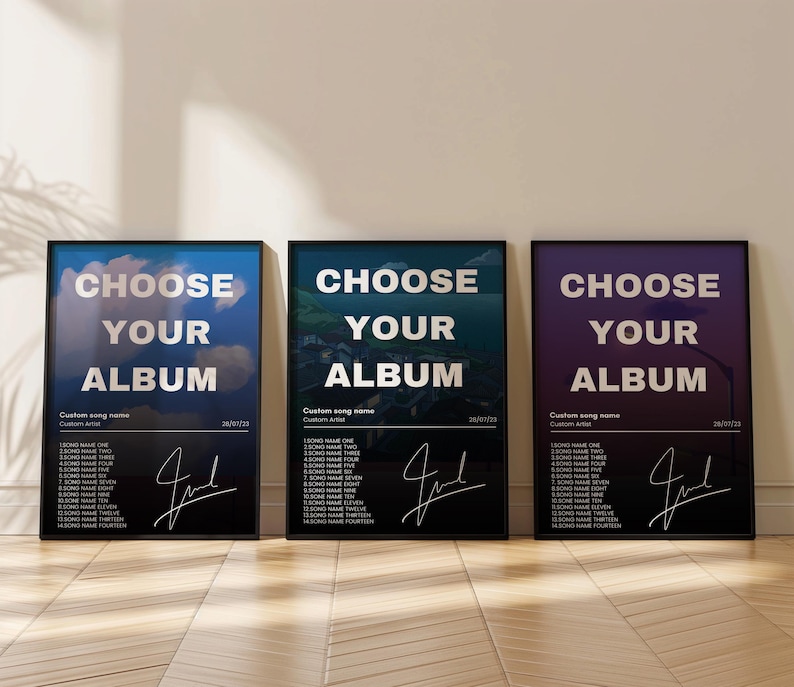 Set of 3 Custom Album Poster , Home Decor Wall Art Custom Music Gift ...