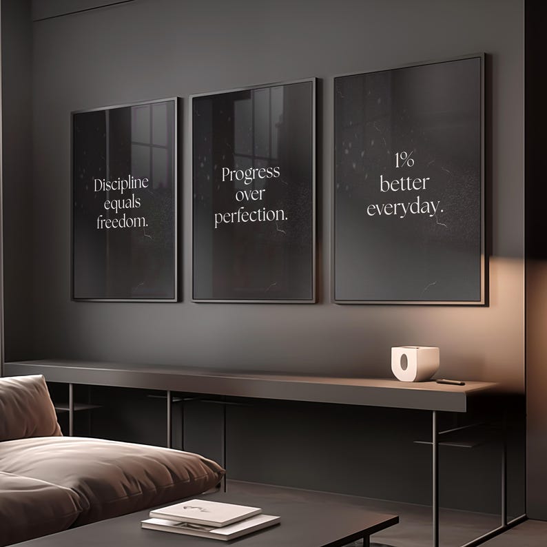 Set of 3 Motivational Wall Art Prints for Men – Masculine Gym Decor ...