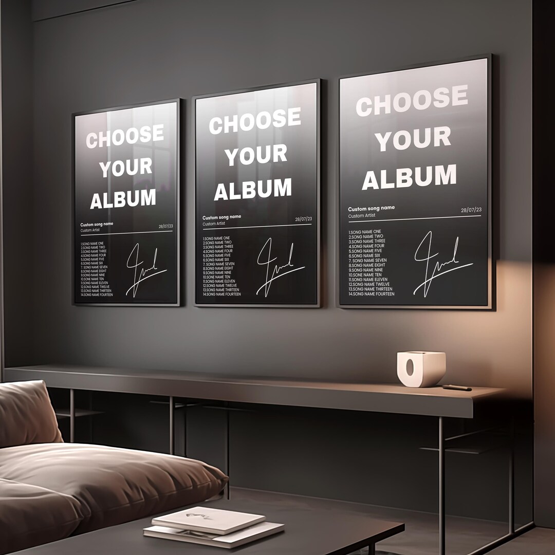 Set of 3 Custom Album Poster , Home Decor Wall Art Custom Music Gift ...